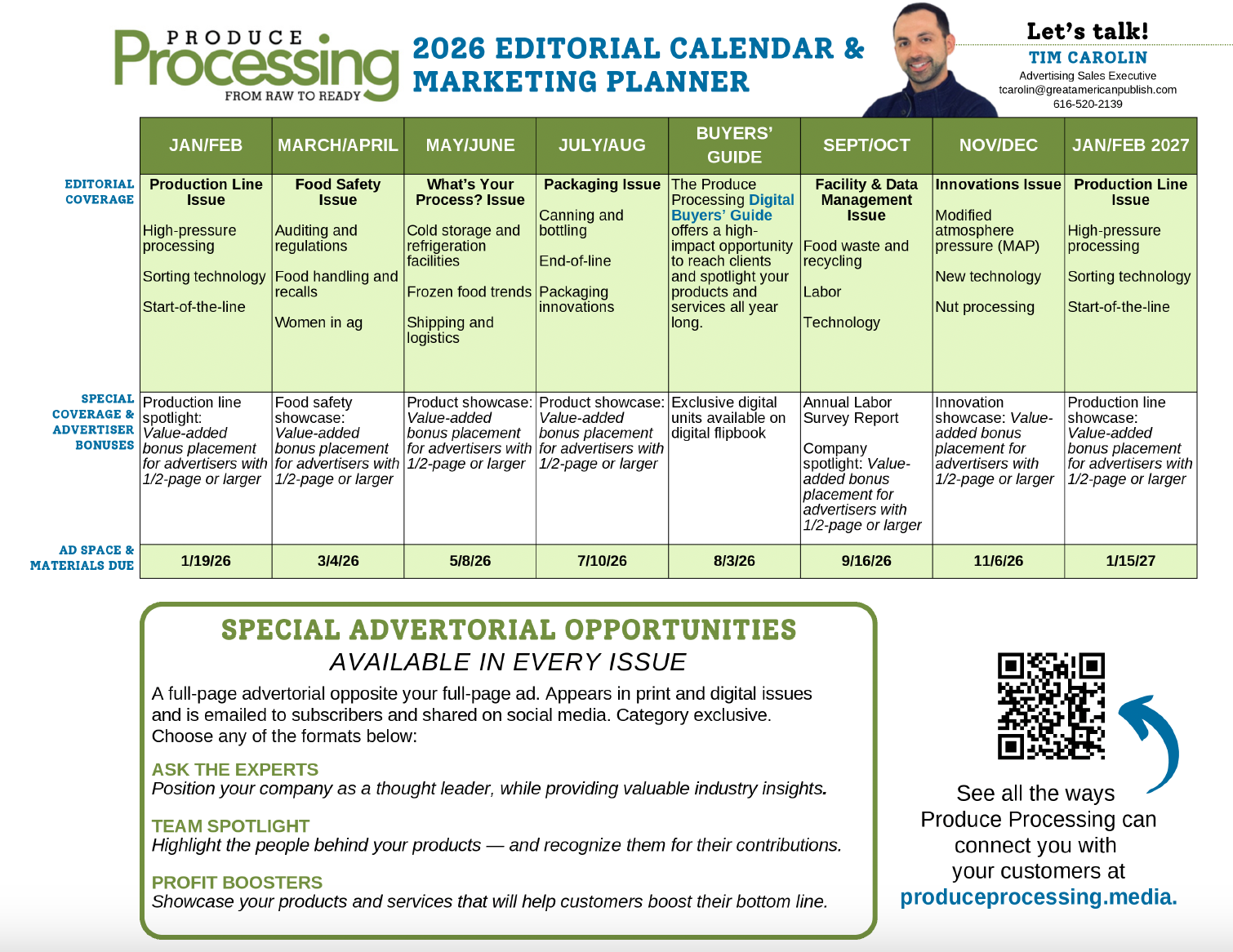 Editorial Calendar - Produce Processing